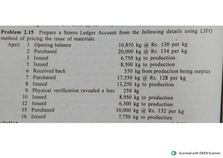Stores Ledger Acct-LIFO | PDF