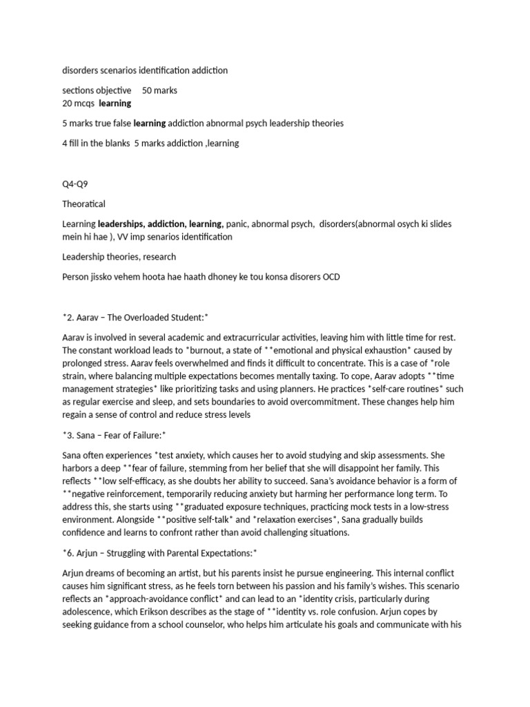 Disorders Scenarios Identification Addiction | PDF | Anxiety ...
