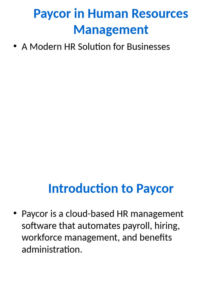 Paycor: Key Features in HR Management | PDF