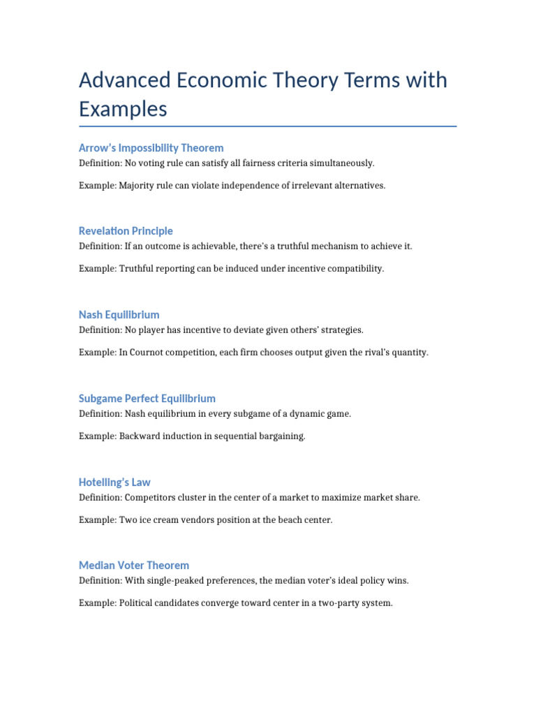 Advanced Economic Theory Terms | PDF | Welfare Economics | Pareto ...