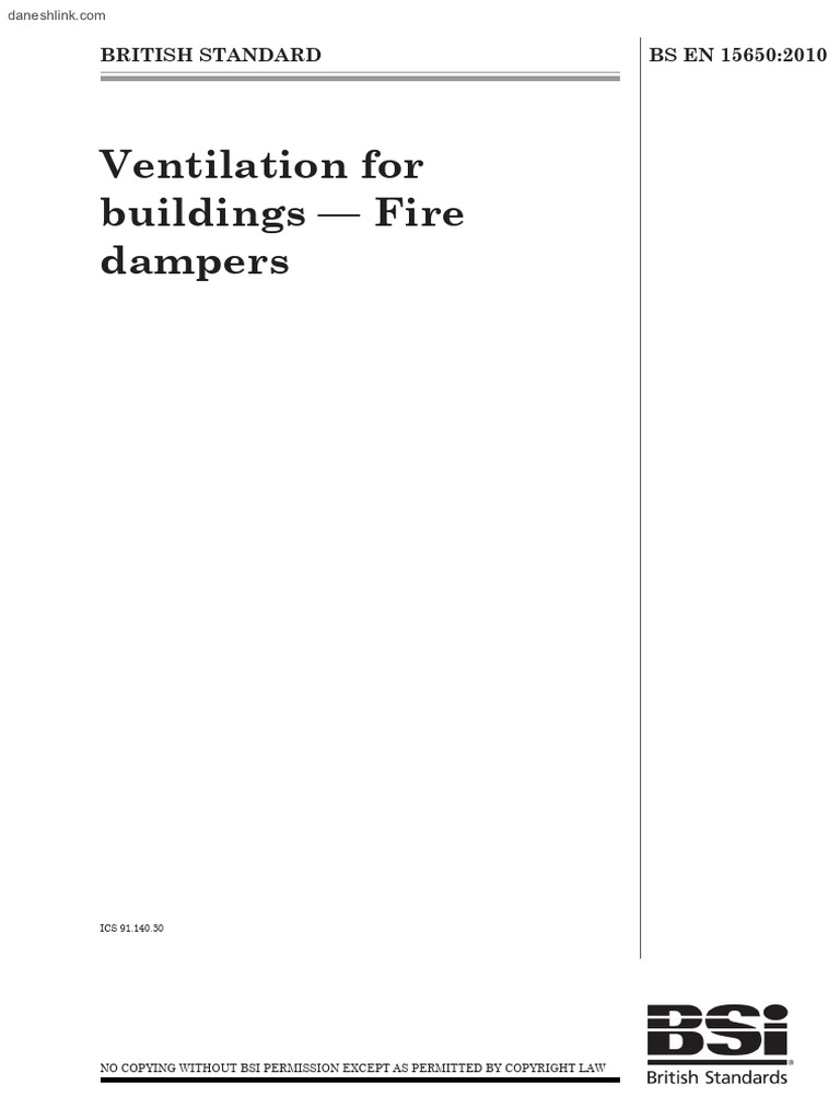 EN 15650:2010 Fire Dampers Standard | PDF