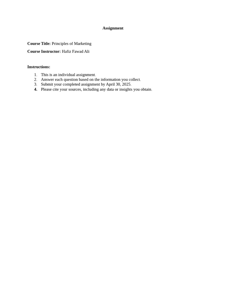 Principles of Marketing (Assignment) (21!03!2025) | PDF | Marketing ...
