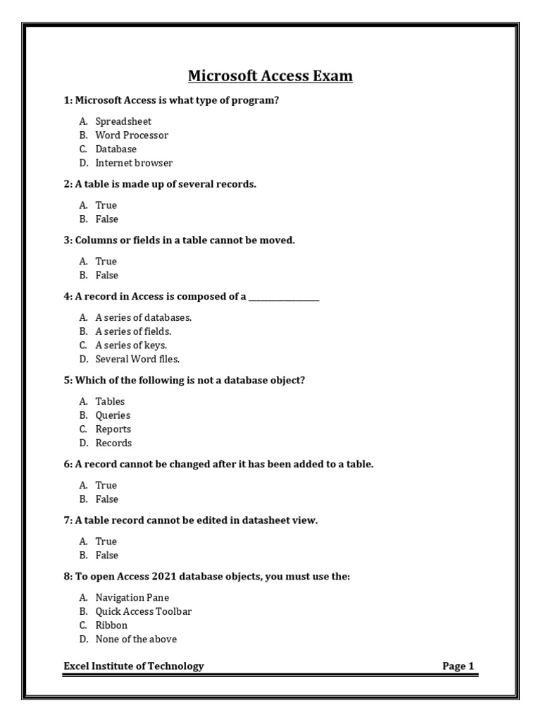 Microsoft Access 2021 Exam Guide | PDF