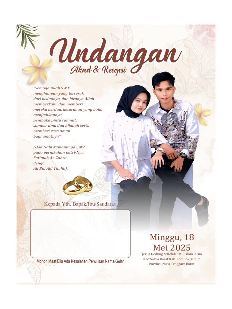 Undangan Akad Nikah dan Resepsi 2025 | PDF