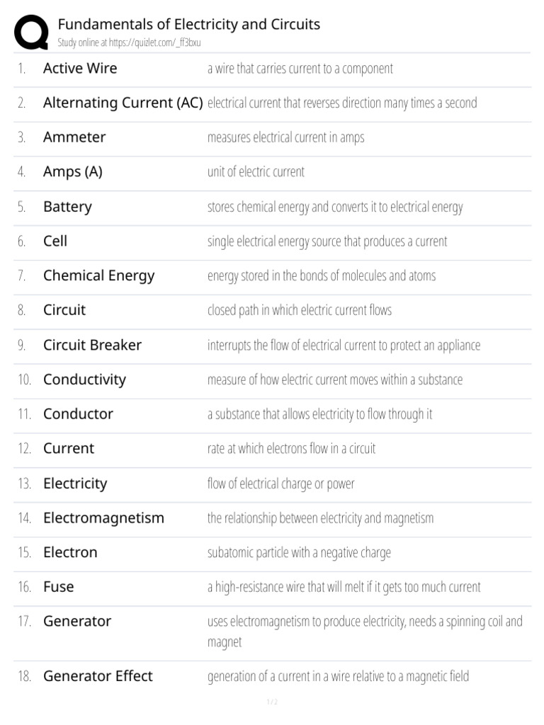 Fundamentals of Electricity and Circuits | PDF | Electric Current ...
