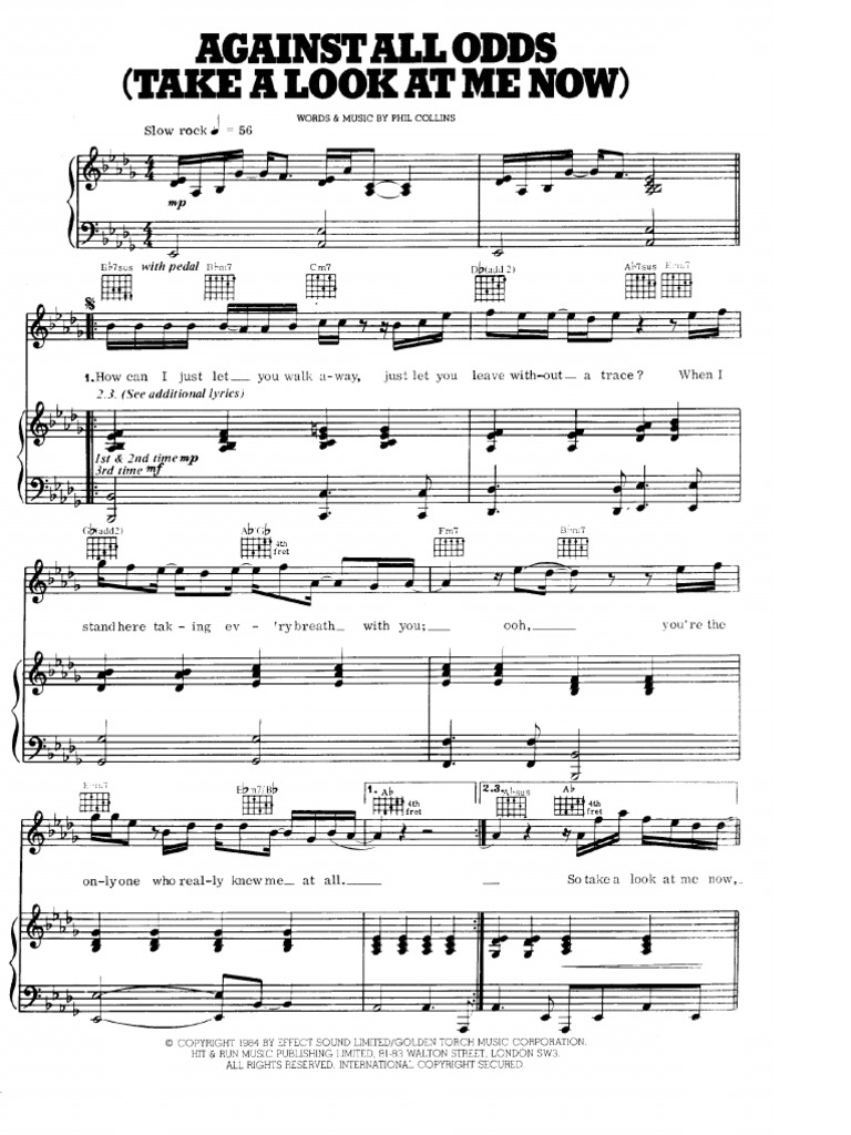 (Sheet Music - Piano) Phil Collins - Against All Odds (V2) (Sheet Music - Piano) Phil Collins - Against All Odds (V2)