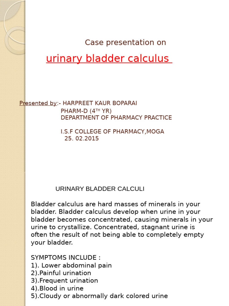 Urinary Bladder Calculi | PDF | Urology | Clinical Medicine