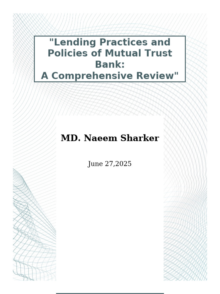 Lending Practices and Policies of Mutual Trust Bank | PDF