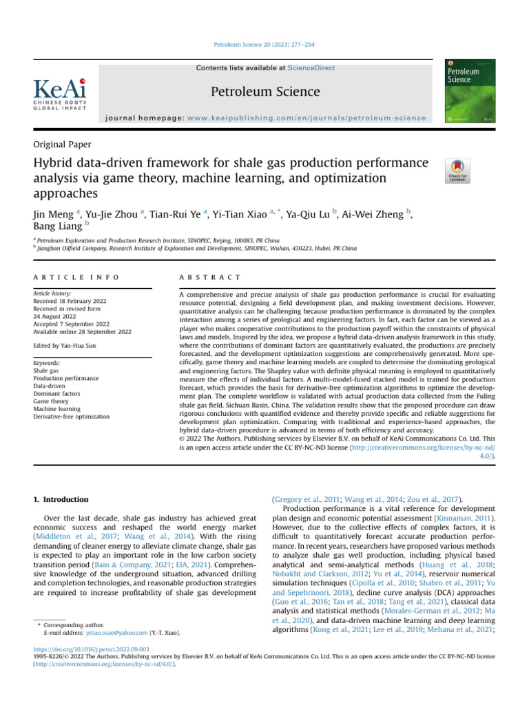 Hybrid Data Driven Framework for Shale Gas | PDF | Regression Analysis ...