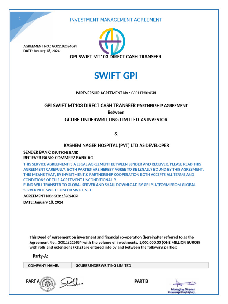 GPI Direct Cash Transfer Agreement | PDF | Legal Liability | Private Law