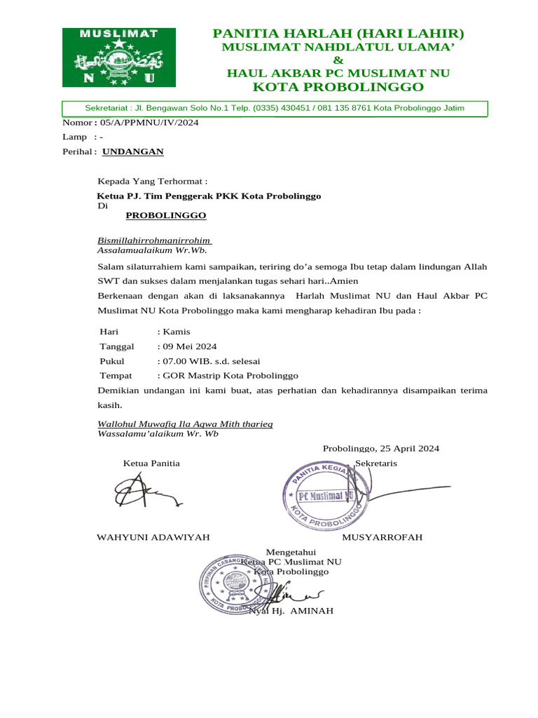 Undangan Harlah 2024 | PDF