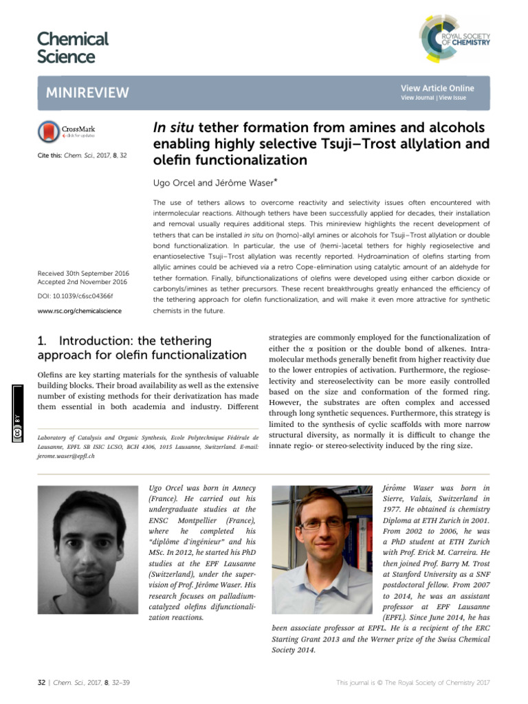 In situ tether formation from amines and alcohols enabling highly ...