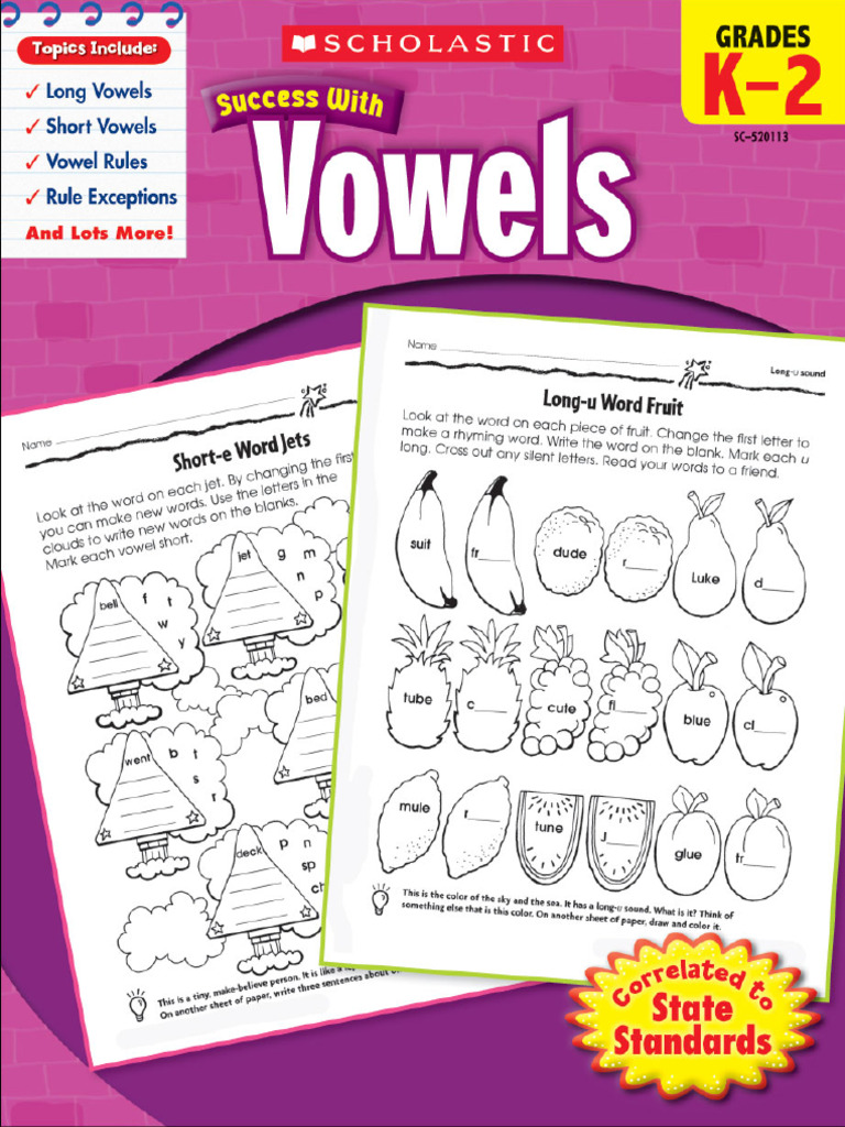 Scholastic Success with Vowels元音 | PDF | Phonics | Books