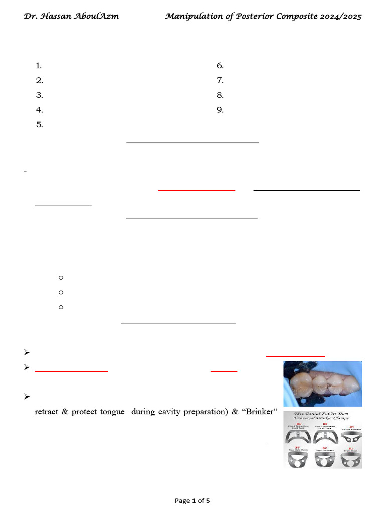 Posterior Composite Manipulation Guide | PDF | Dental Composite | Dentin