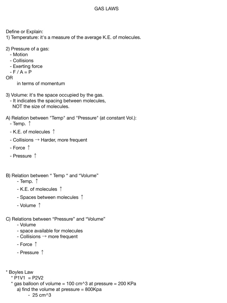 Understanding Gas Laws and Relationships | PDF