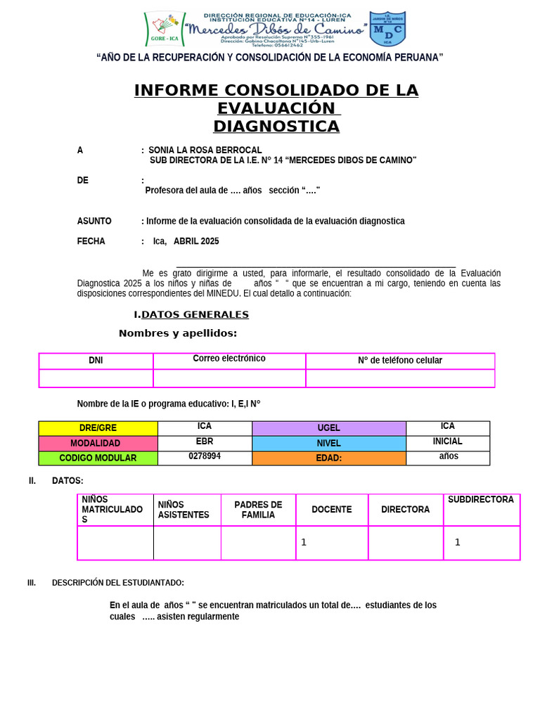Informe de Evaluacion Diagnostica 2025 | PDF | Evaluación | Maestros