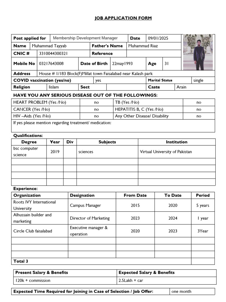 Job Application Form Scil | PDF | Medical Specialties | Health Sciences