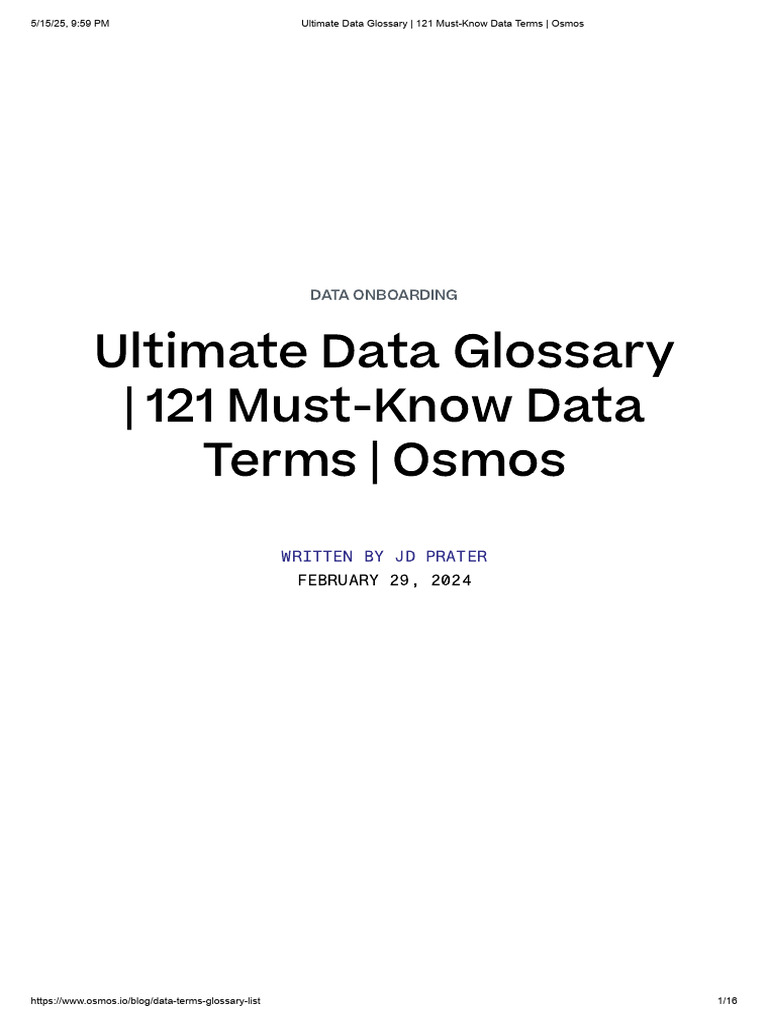 Ultimate Data Glossary - 121 Must-Know Data Terms - Osmos - Removed | PDF | Databases | Comma ...