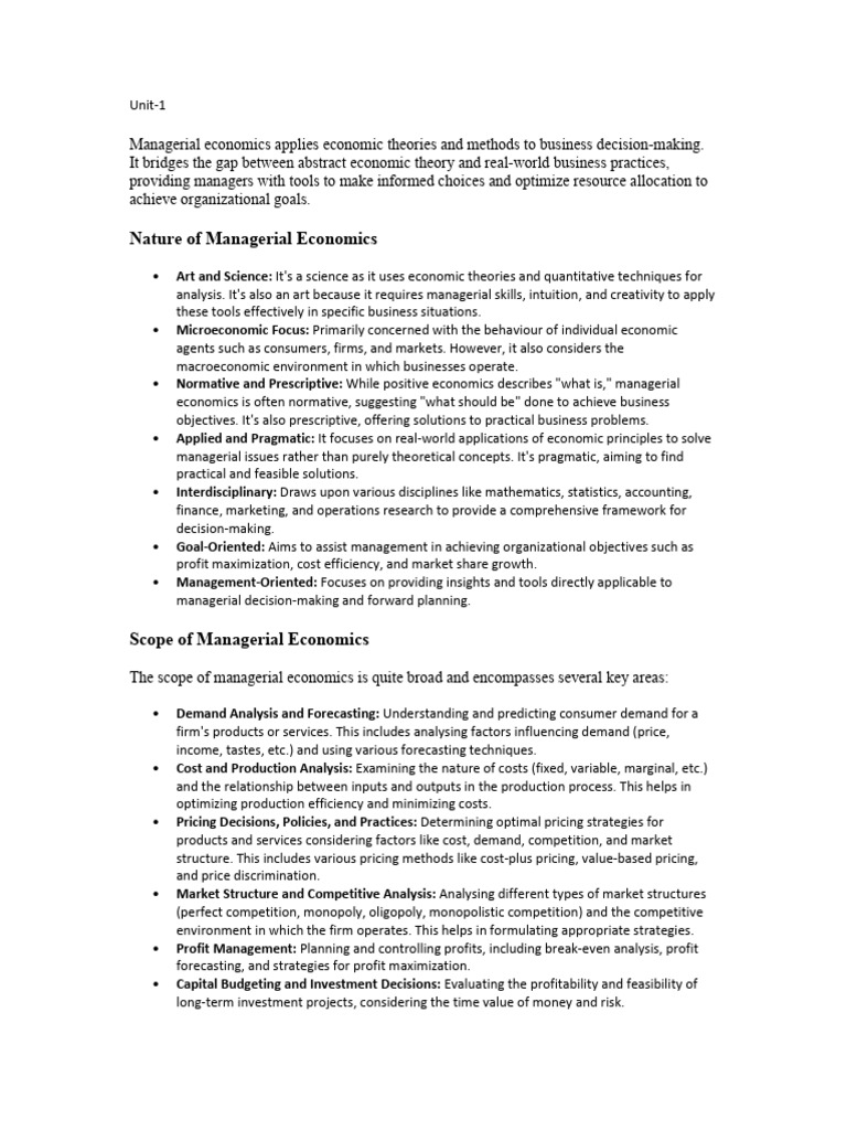 Managerial Economics: Key Concepts Explained | PDF | Demand | Utility