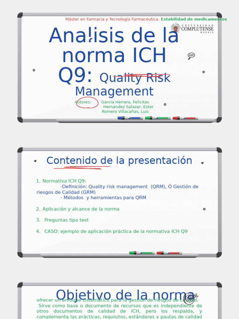 Presentación Estabilidad. ICH Q9. | PDF | Riesgo | Calidad (comercial)