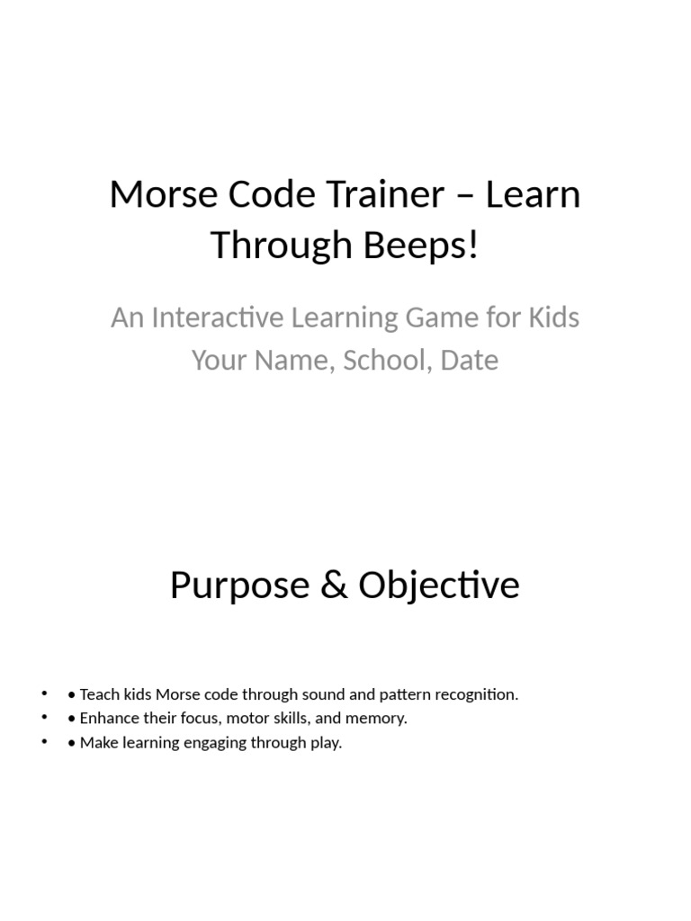 Morse Code Trainer Presentation | PDF
