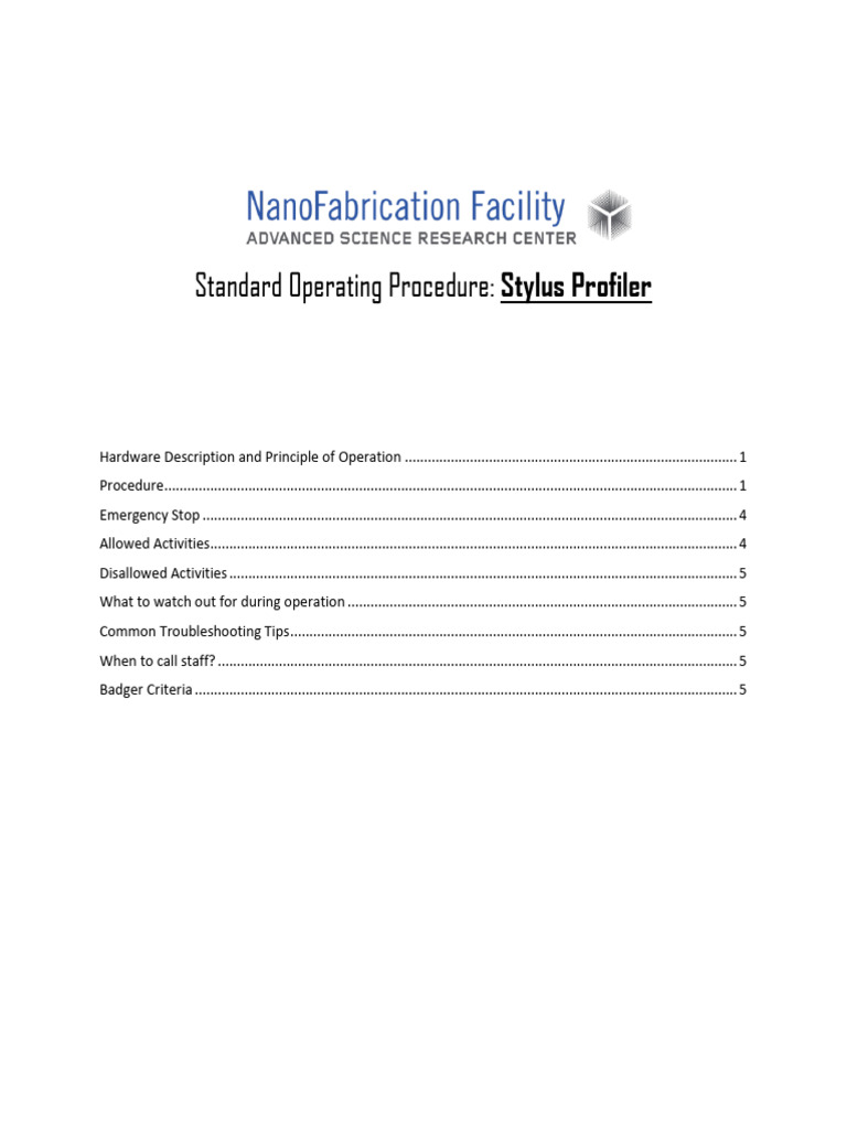 Stylus-Profiler-Instrumentation and Working Procedure | PDF | Data ...