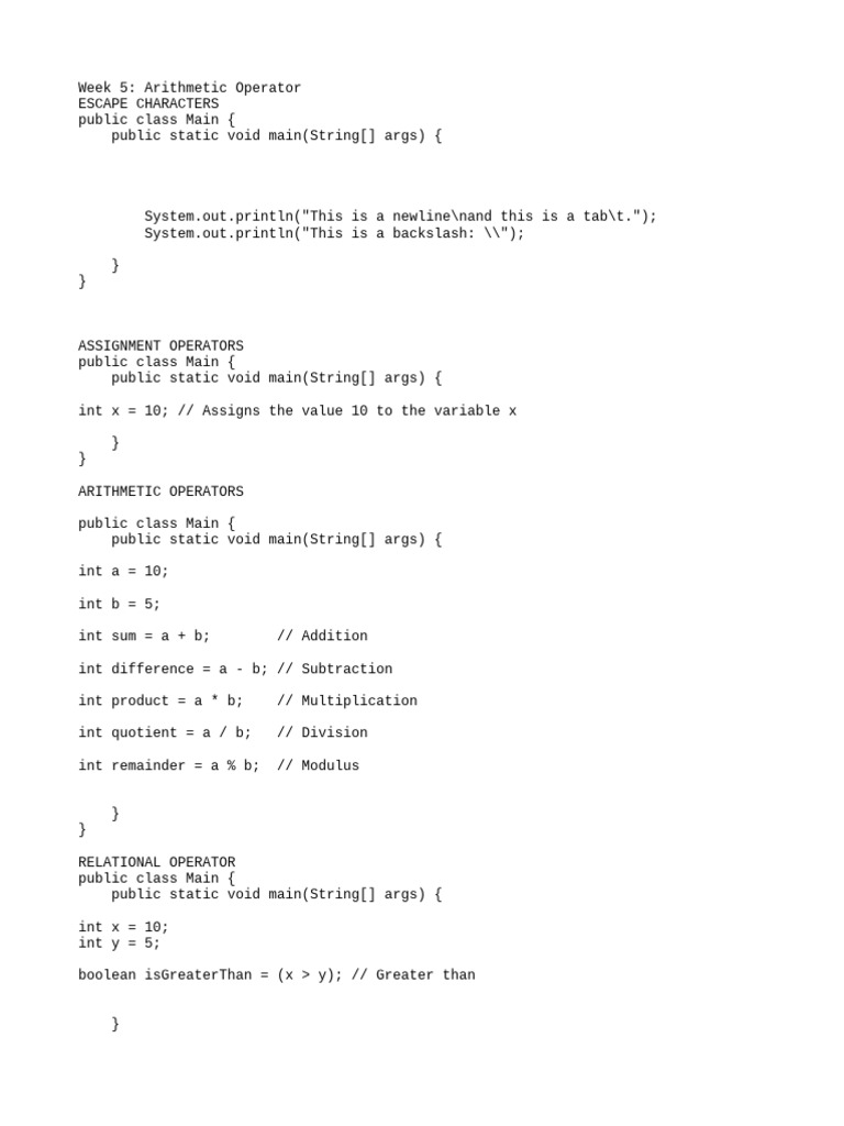 Week-5-Arithmetic-Operator | PDF