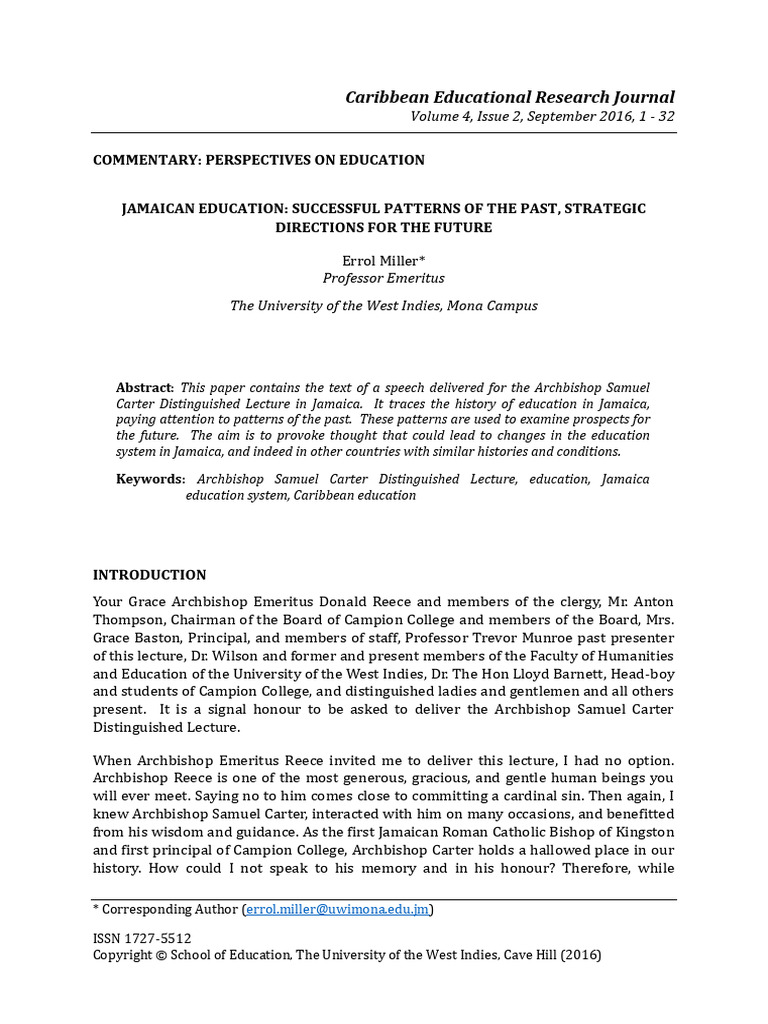 Caribbean Educational Research Journal | PDF | Jamaica | Slavery