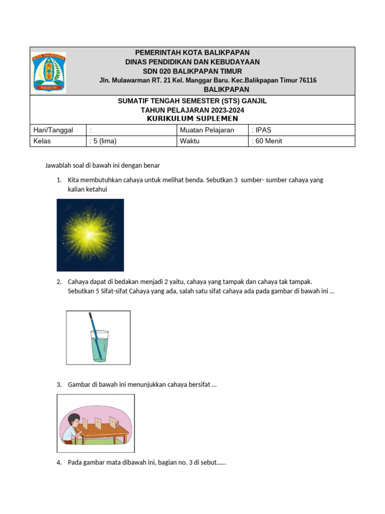 Soal STS Ipa Kels 5 | PDF