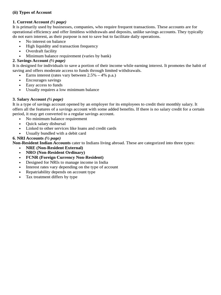 Types of Bank Accounts Explained | PDF