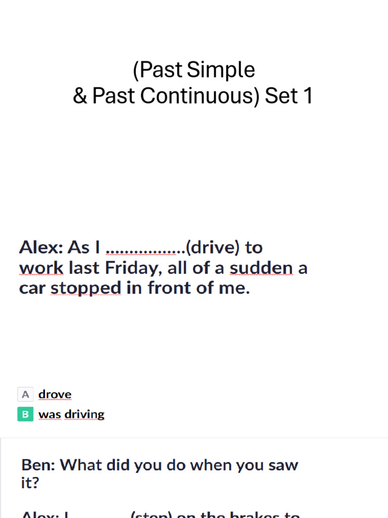 2 Review (Past Simple & Past Continuous) Set 1 | PDF