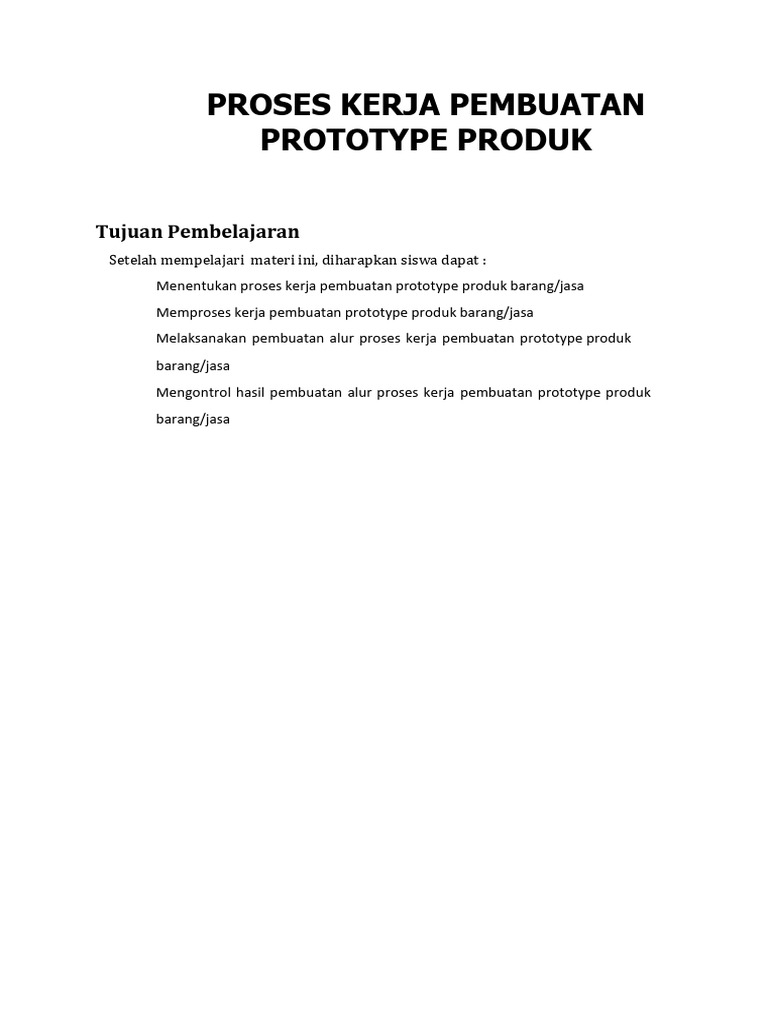 Proses Kerja Pembuatan Prototype Produk | PDF