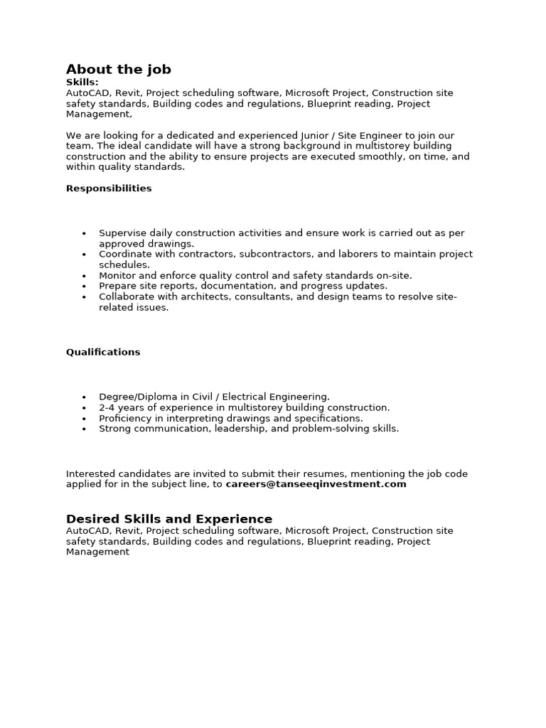 JD Junior Electrical Engineer | PDF