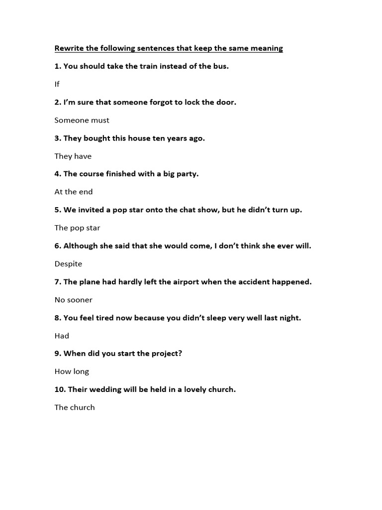 Rephrasing Exercise 27th March | PDF