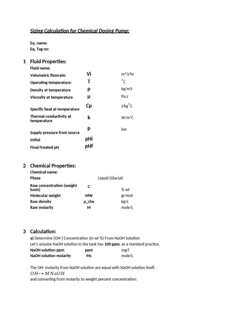 Chemical Dosing Pump Sizing Guide | PDF