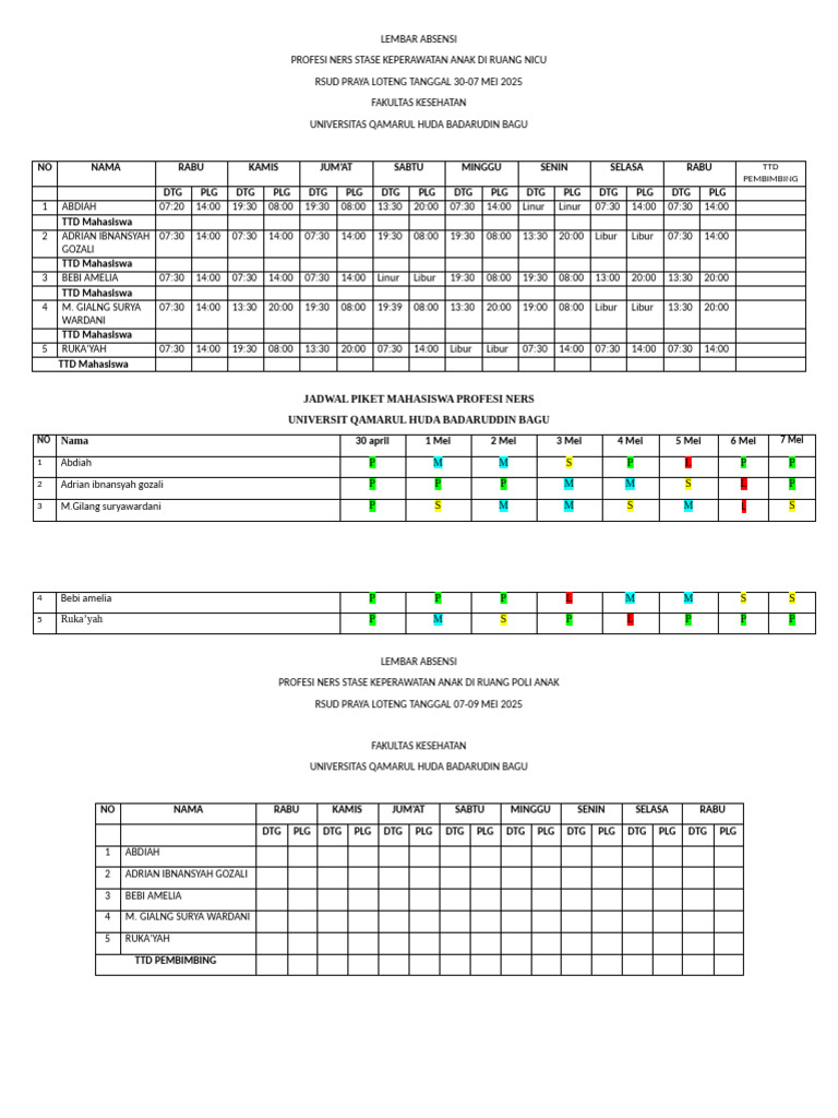 LEMBAR ABSENSI | PDF