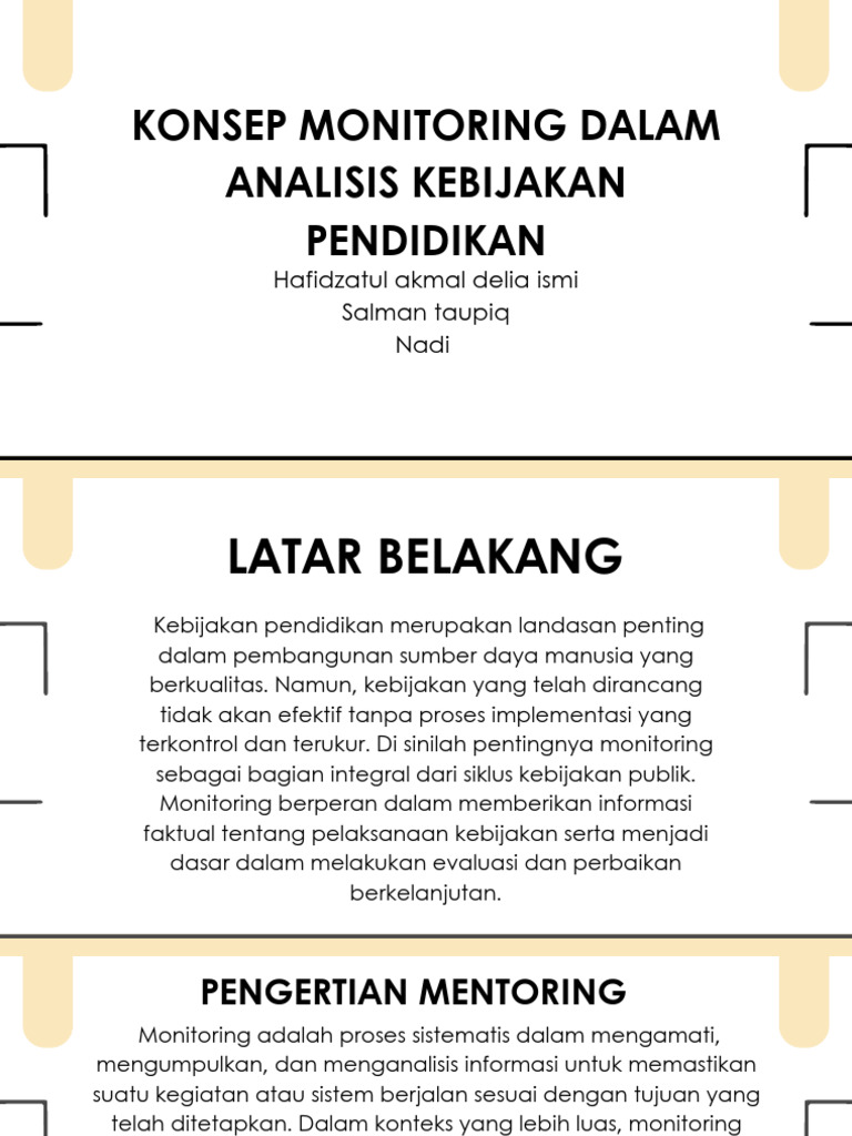Konsep Monitoring Dalam Analisis Kebijakan Pendidikan | PDF