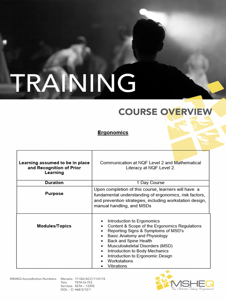 Ergonomics Course Overview | PDF