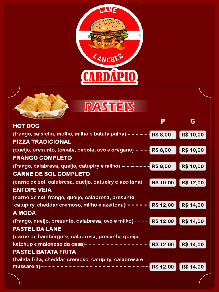 Cardápio Lane Lanches PDF | PDF