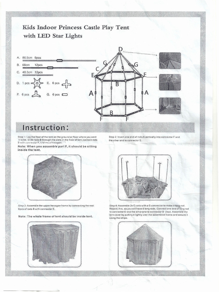 Princess Castle Tent Assembly Guide | PDF