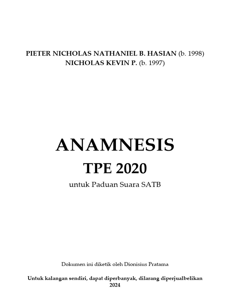 Anamnesis TPE 2020 | PDF