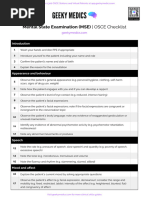 OSCE Checklist Mental State Examination MSE | PDF