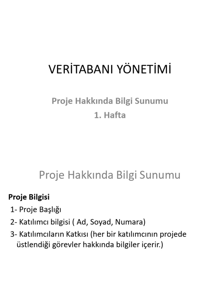 1hafta - VERİ TABANI SİSTEMİ - G (1) - 250304 - 133548 | PDF