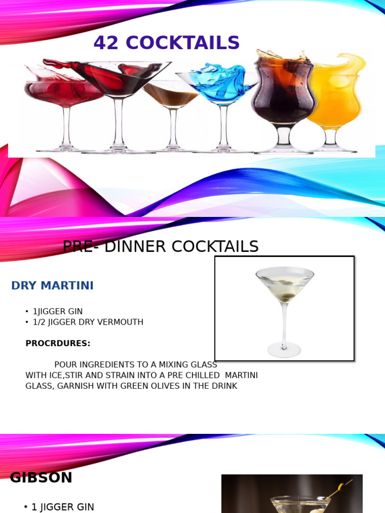 42 Classic Cocktail Recipes Guide | PDF | Martini (Cocktail) | Drink