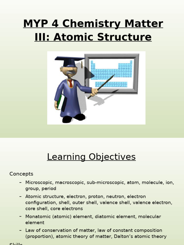 MYP 4 Chemistry Matter III Atomic Structure | PDF | Atoms | Atomic Nucleus