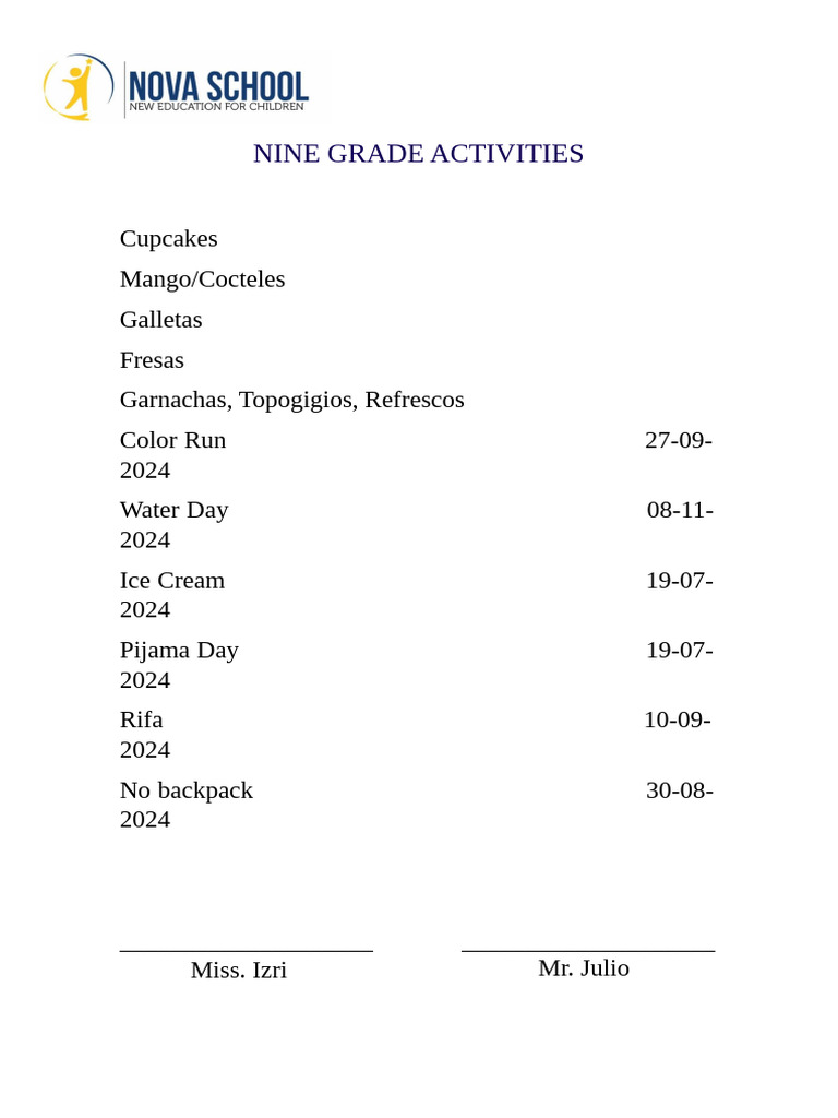 Nine Grade Activities | PDF
