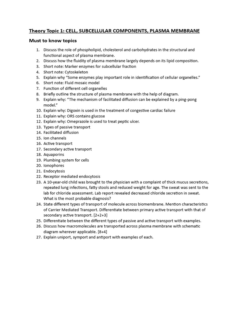 1. Cell Questions | PDF