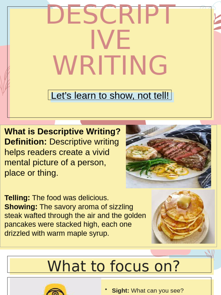 Descriptive Writing PPTs | PDF