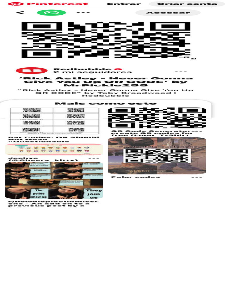 Rick Astley - Never Gonna Give You Up QR CODE by Toby Broadwood Redbubble Rick Astley, Coding ...