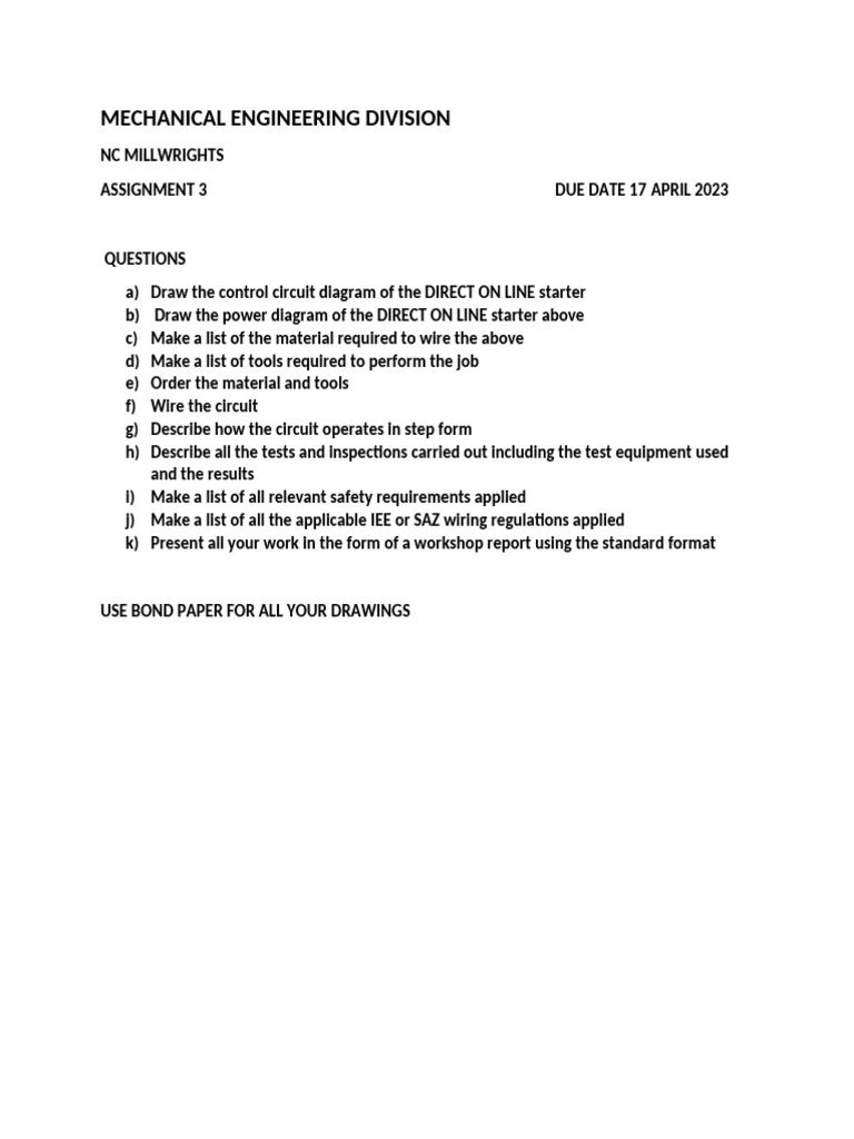 Mechanical Engineering Nc Millwrights Assignment 3 | PDF